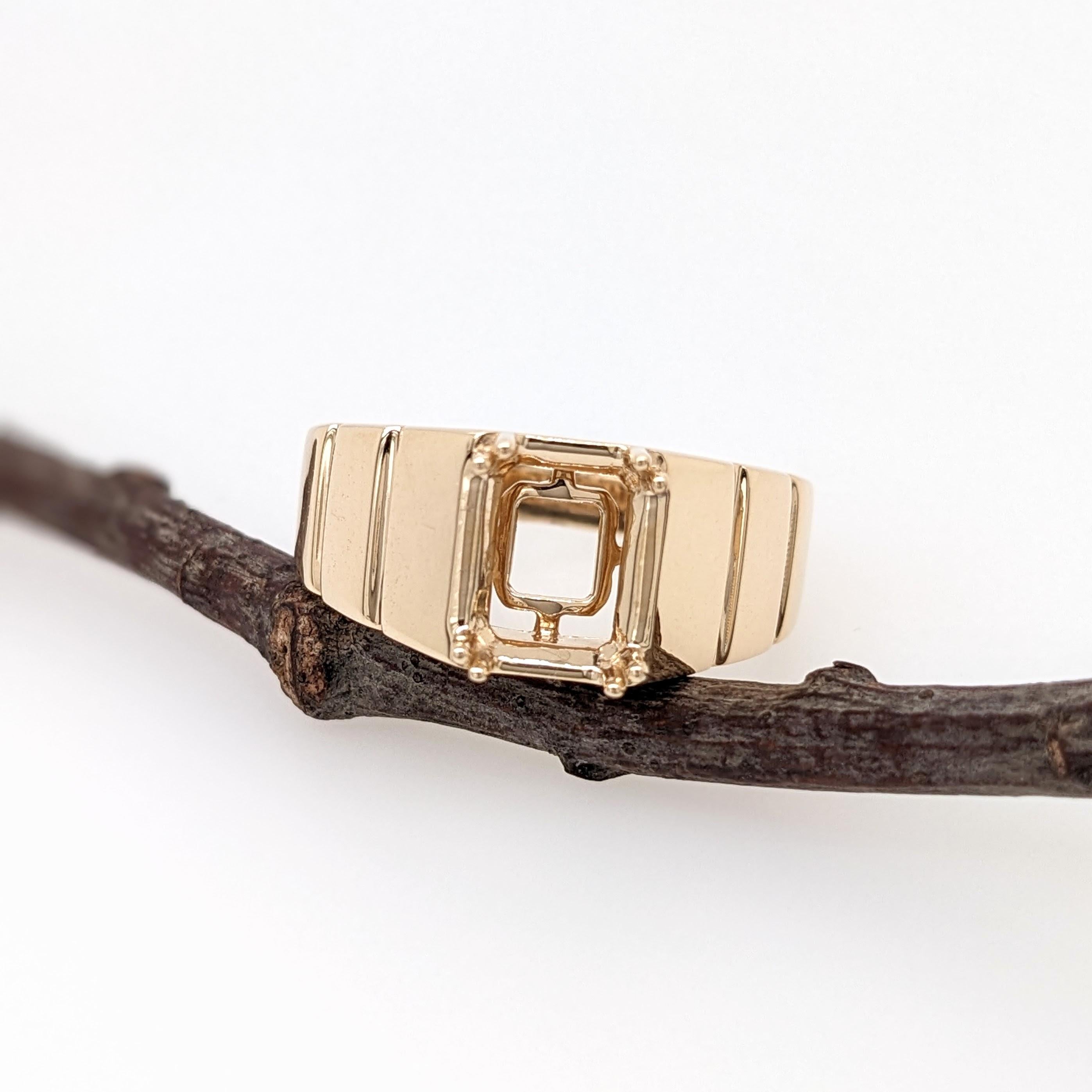 Solitaire Ring Mount in Solid 14K Gold Emerald cut 9x7mm – NNJ Designs