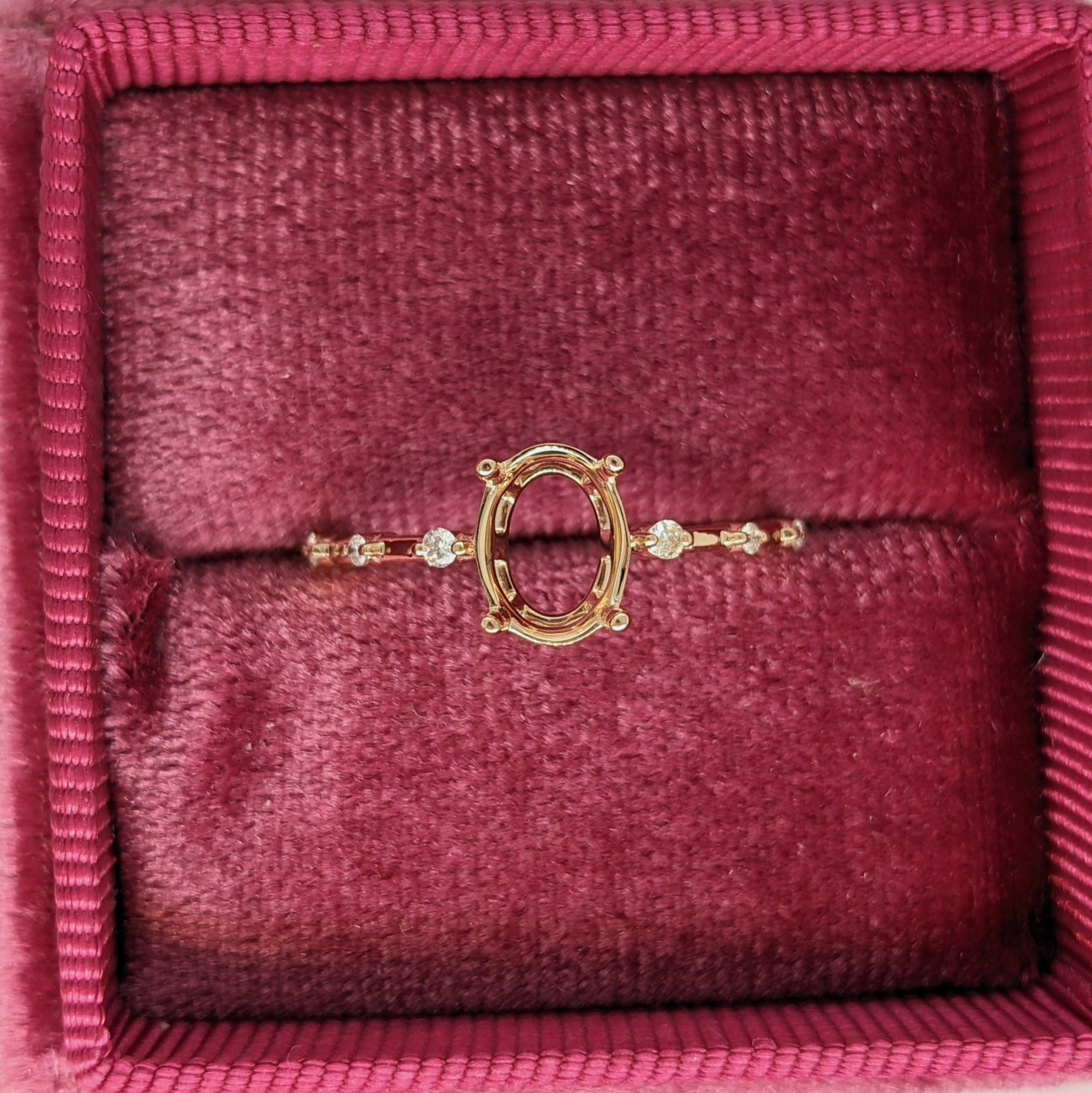 Classic Solitaire Ring Setting with Minimalist Trio Diamond Accented ...